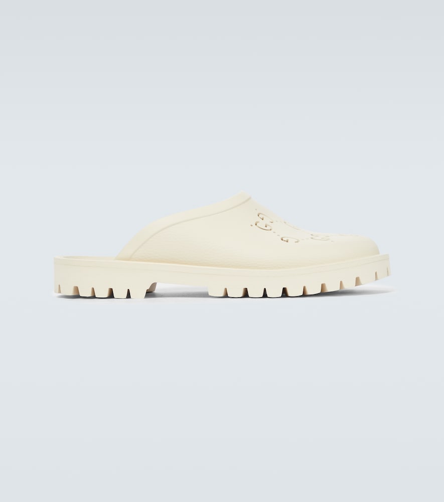 Gucci Gg Rubber Mules - White | Editorialist