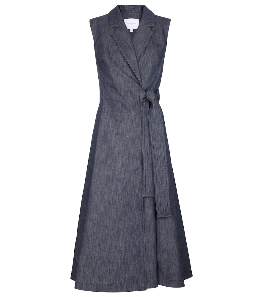 carolina herrera denim wrap dress Carolina Herrera Denim Wrap Dress In Blue - 30% Off