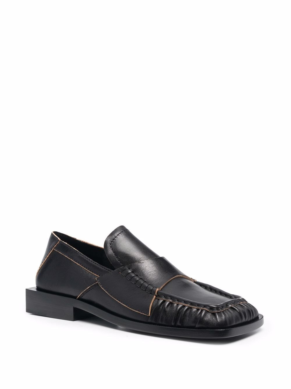 Acne Studios Square-Toe Block-Heel Loafers - Black