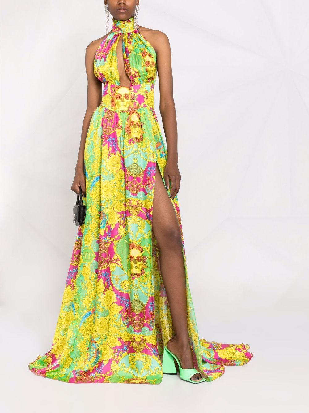 PHILIPP PLEIN Baroque-Print Silk Maxi Dress