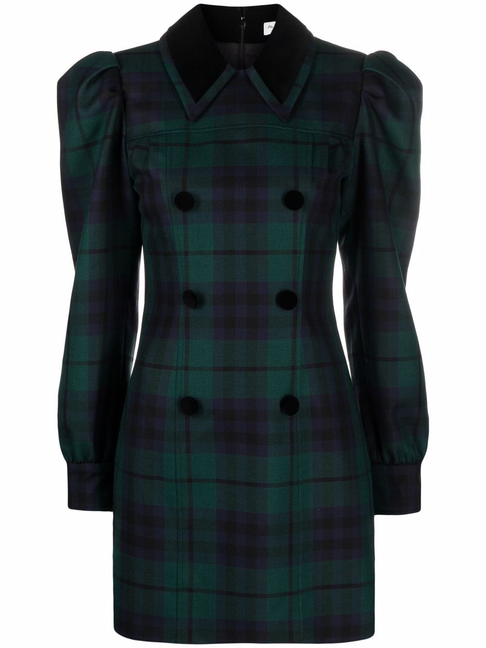 green emerald velvet dress PLAID BUTTON DOWN MINI DRESS main image 1