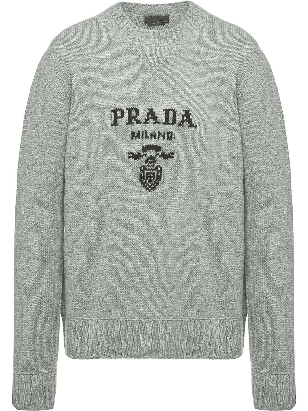 Prada Logo-intarsia Wool-cashmere Jumper - Grey | Editorialist