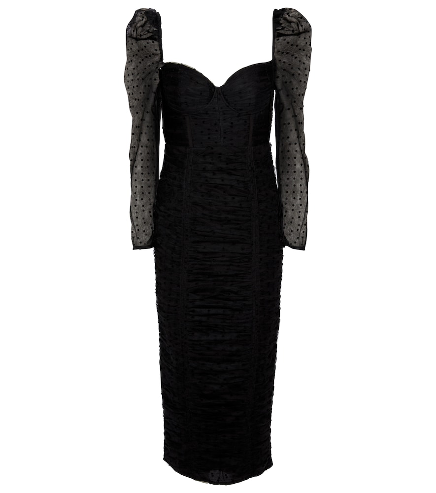 self portrait dot mesh midi dress Pink Dot Mesh Tier Midi Dress self-portrait-US