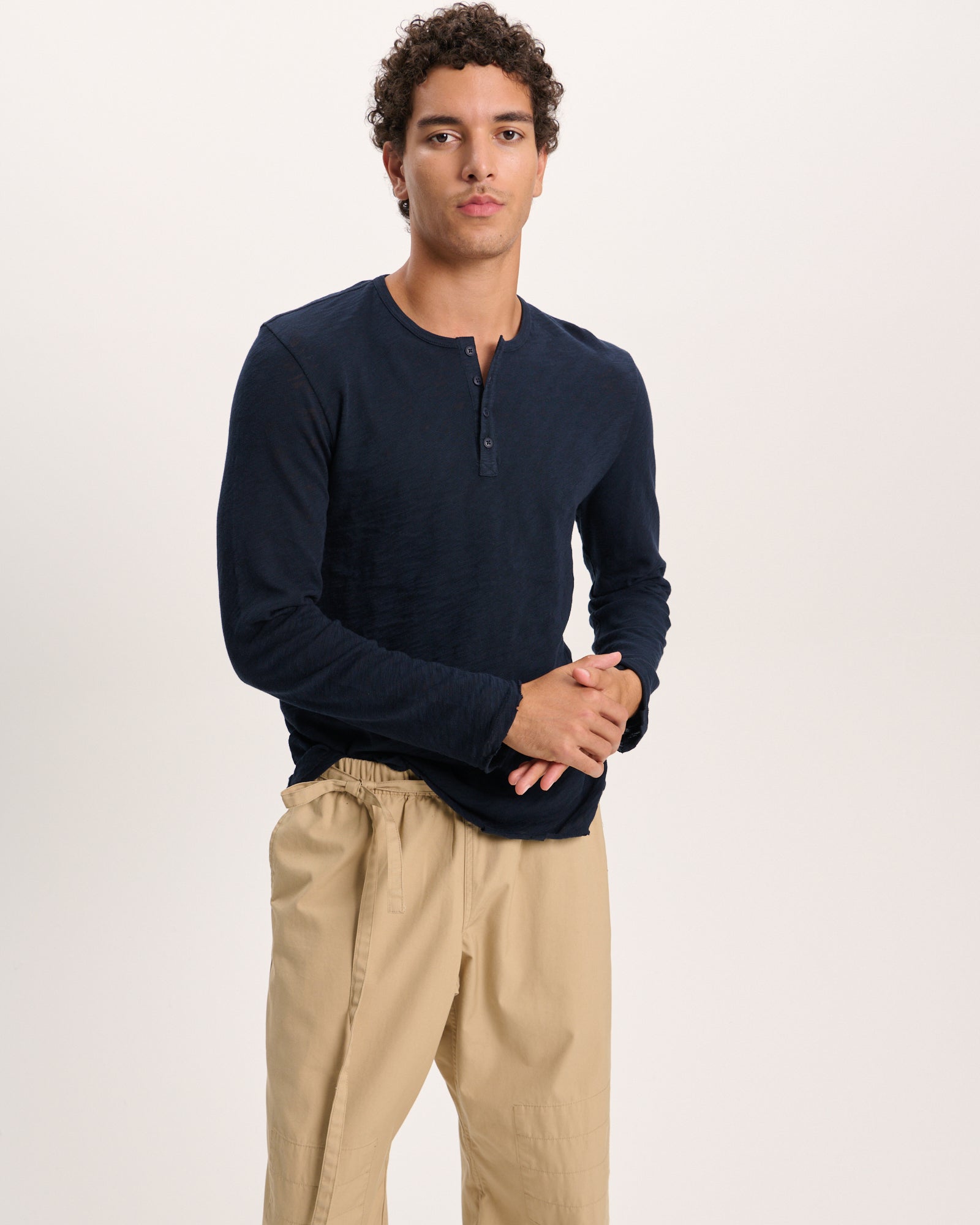 ATM ANTHONY THOMAS MELILLO men's slub jersey destroyed wash henley top