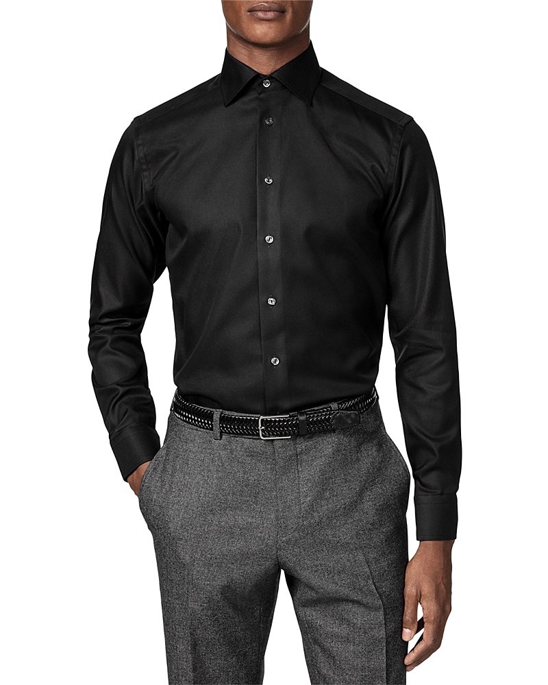 Eton Contemporary Fit Diagonal Weave Dress Shirt - Black | Editorialist Eton Contemporary Fit Diagonal Weave Dress Shirt - Black | Editorialist