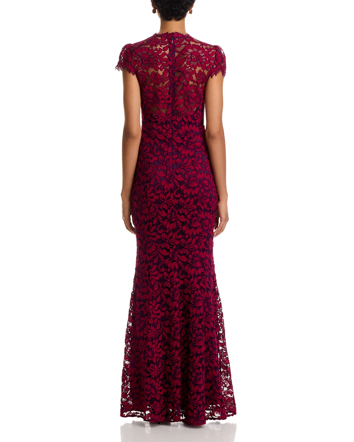 Eliza J Scalloped-Edge Lace Gown - Navy | Editorialist
