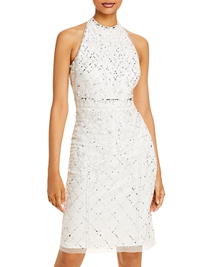 adrianna papell beaded halter cocktail dress Buy - Ivory At 35% Off SCV005258_KH_XL