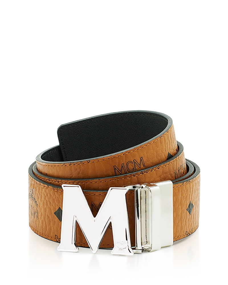 Mcm Claus M Reversible Belt - Cognac / Gold | Editorialist