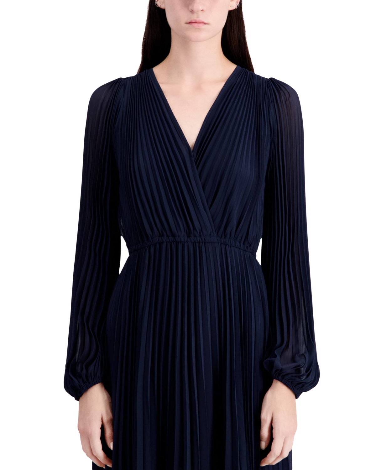 the kooples antic pleated dress Black asymmetrical pleated maxi dress Women