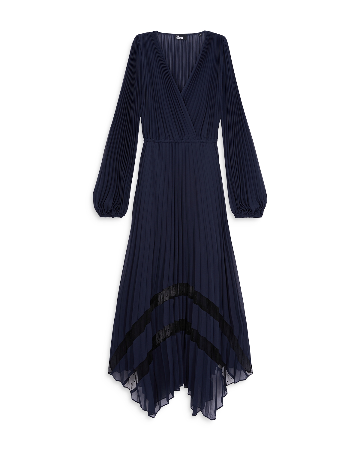 the kooples pleated dress The Kooples Lace-Panel Pleated Maxi Dress - Black