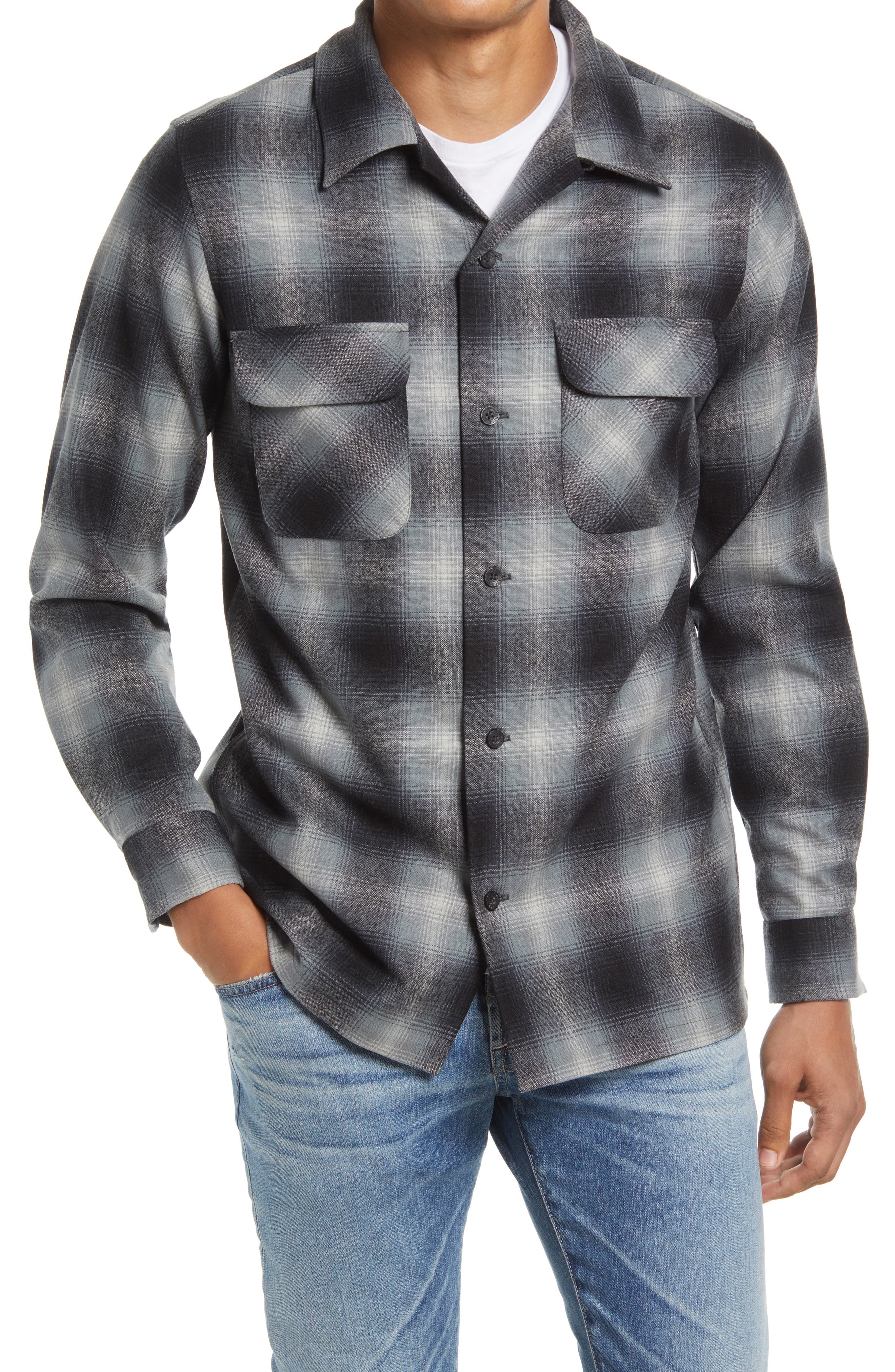 Plaid Wool Flannel Button-up Board 