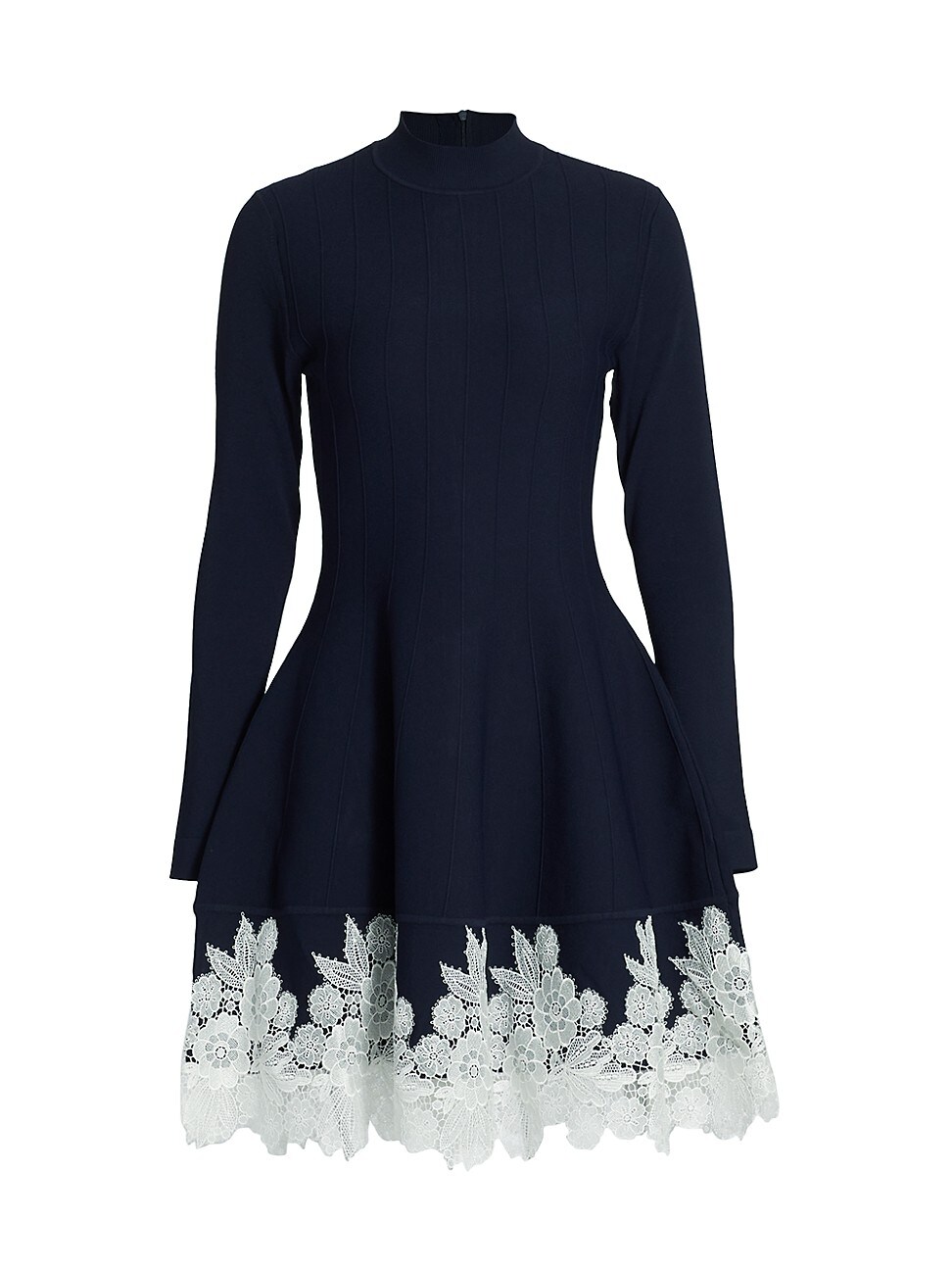 Lela Rose Fit & Flare Lace Hem Dress - Navy | Editorialist