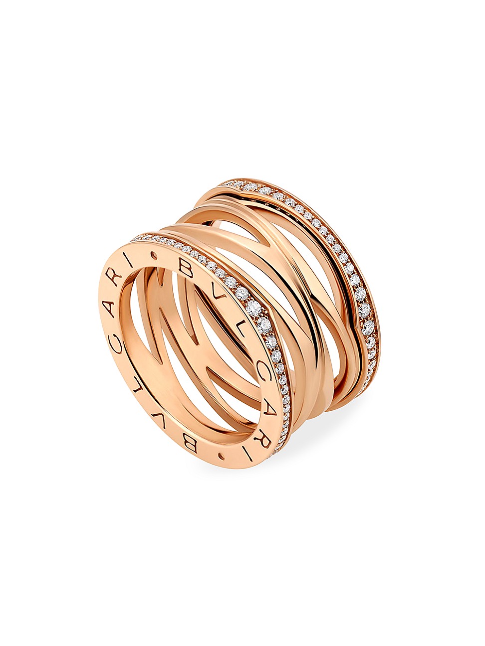 Bvlgari B Zero1 Design Legend 18k Rose Gold Diamond 4 Band Ring Editorialist