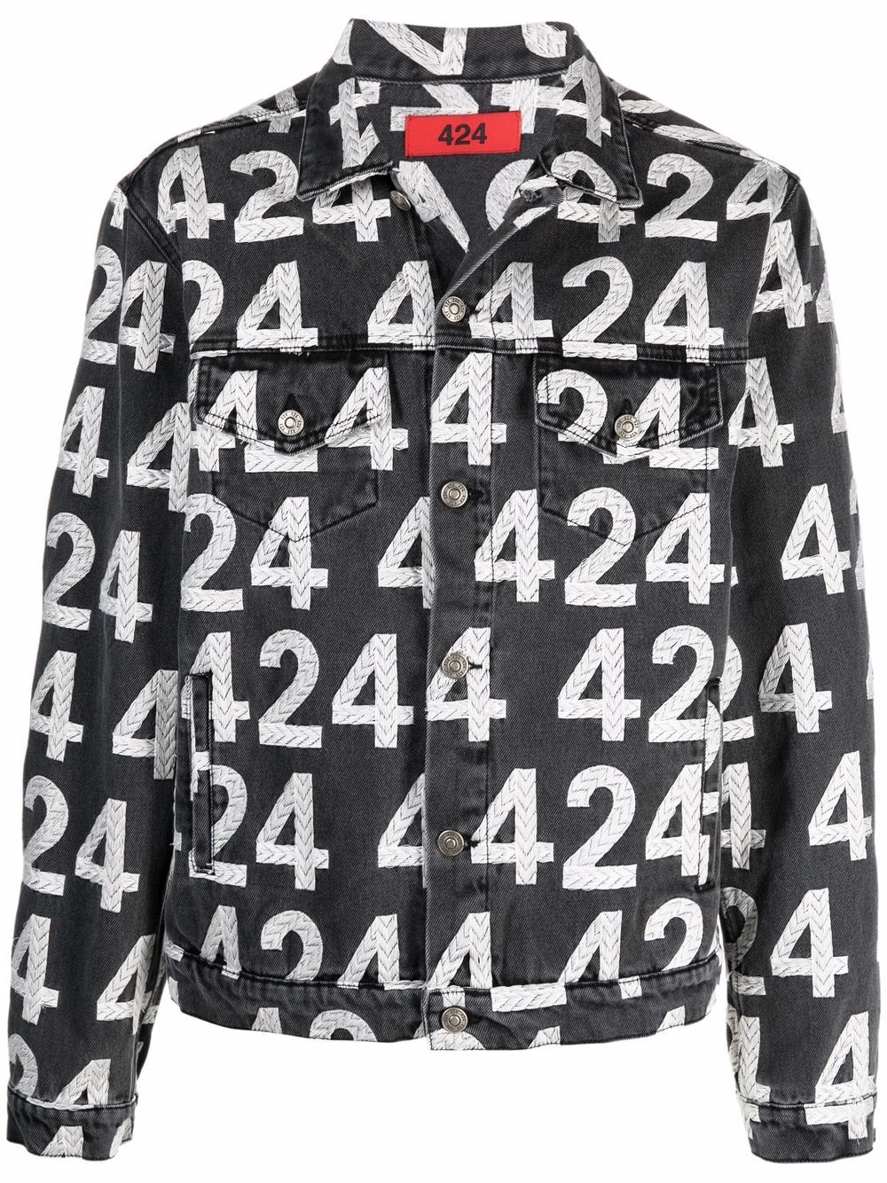 424 424 Logo-Print Denim Jacket
