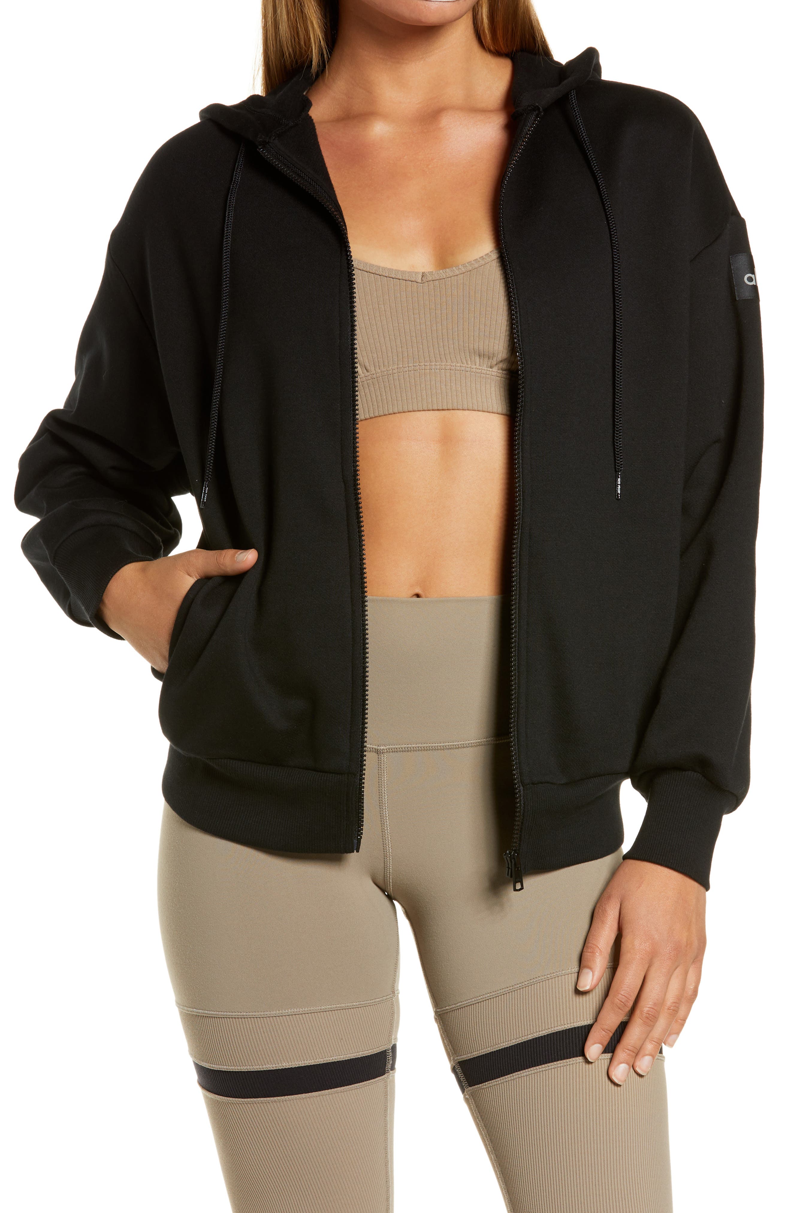 Alo Yoga Hype Full Zip Hoodie - Black | Editorialist