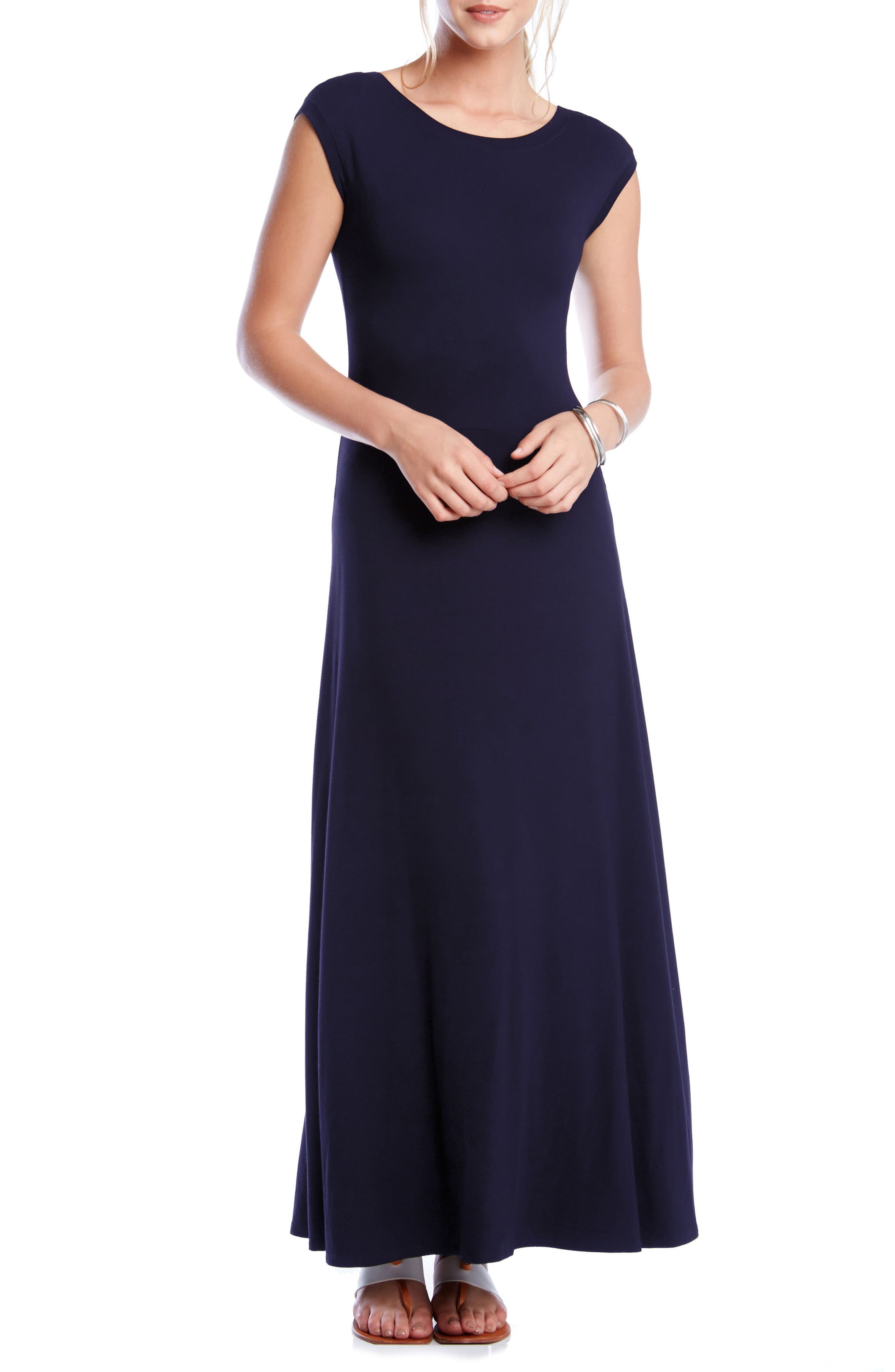 chinese dress ladies Karen Kane Kate Beaded Sleeve Travel Jersey Dress - Black main image 1