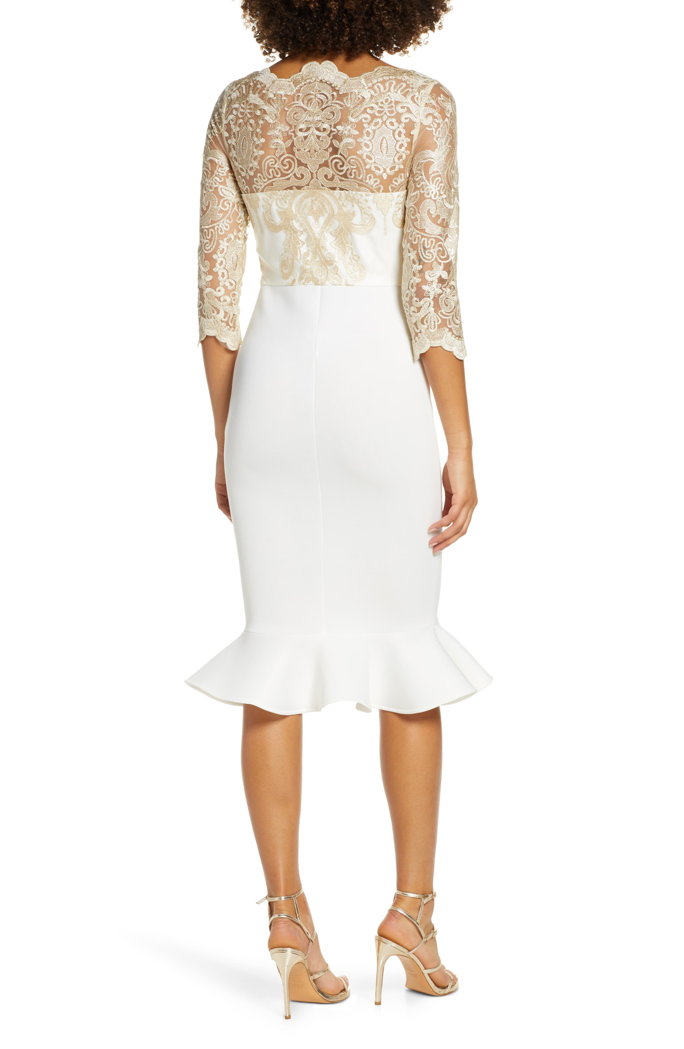 Chi Chi London Agape Lace Cocktail Dress - Cream | Editorialist
