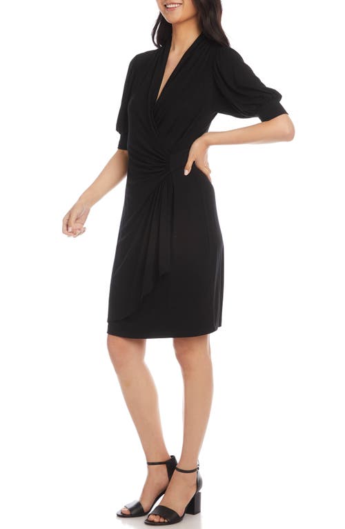 KAREN KANE Karen Kane Puff Sleeve Jersey Faux Wrap Dress