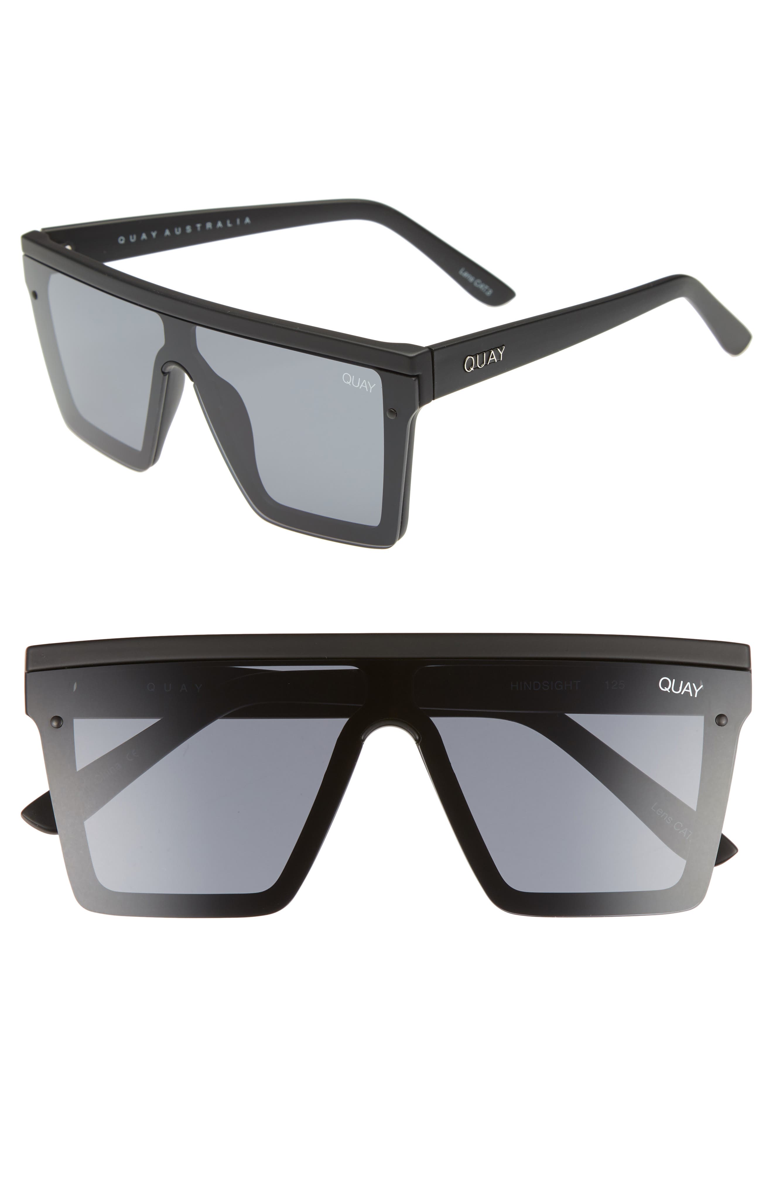 Quay Australia Shield Sunglasses in Black with Smoke Lenses NIGHTFALL Polarised Flat Top Shield Sunglasses – Quay Australia main image 2
