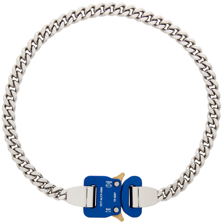 1017 Alyx 9sm Silver & Blue Classic Chain Necklace In Silver  