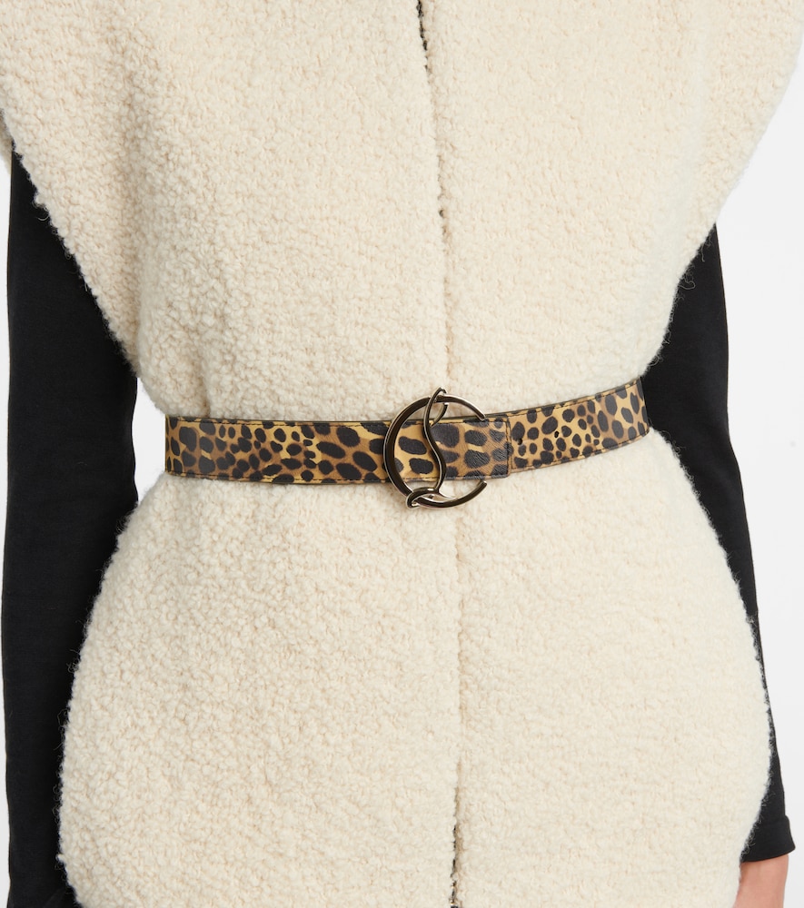 Christian Louboutin Leopard Print Belt with Red Trim CL logo animal-print leather belt in multicoloured  main image 3