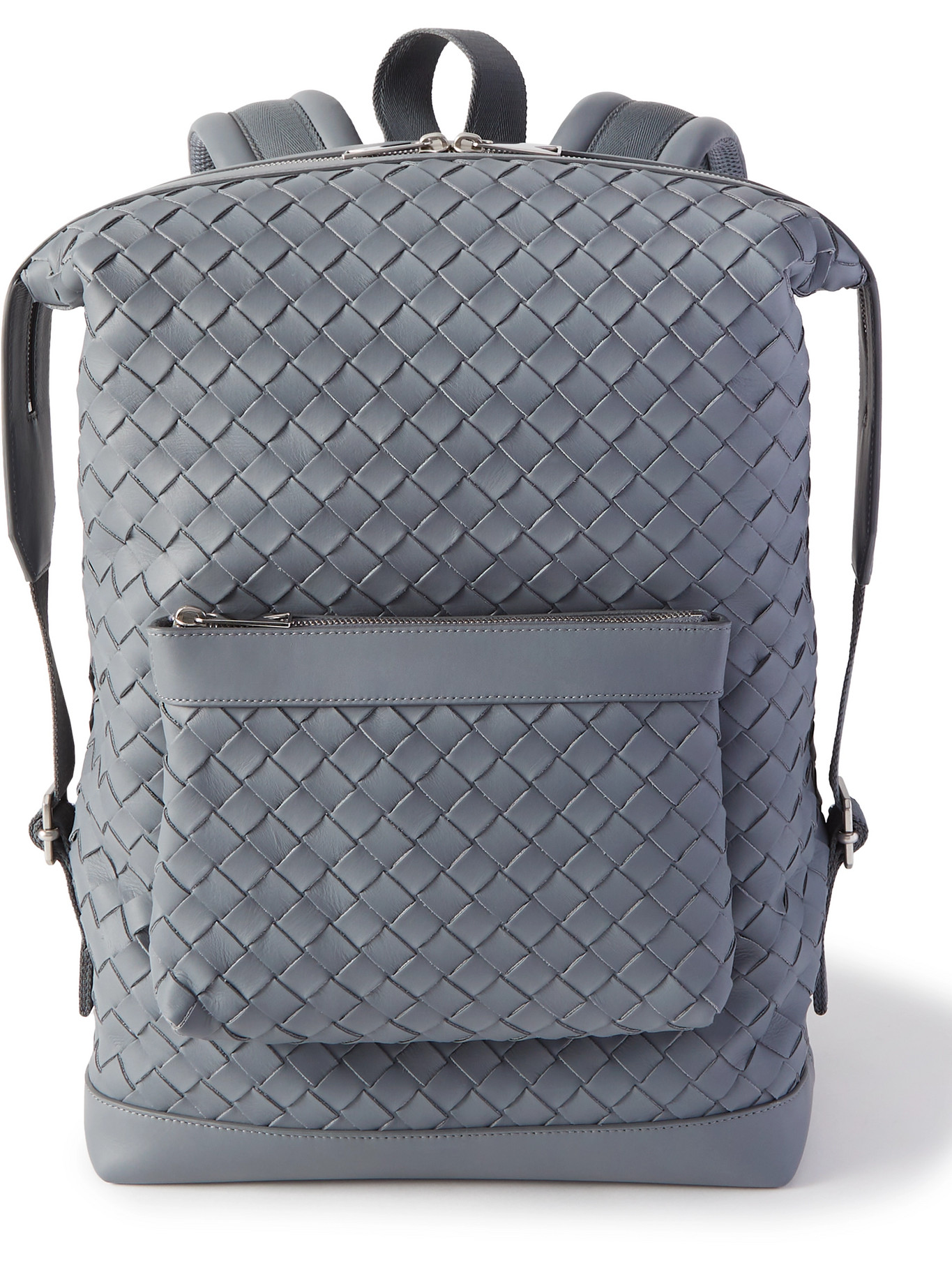 Bottega Veneta Intrecciato Leather Backpack - Gray 