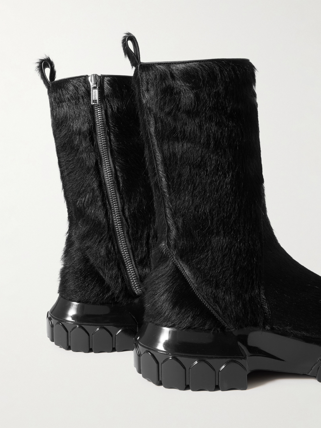 Rick Owens Bozo Tractor Calf Hair Boots - Black | Editorialist
