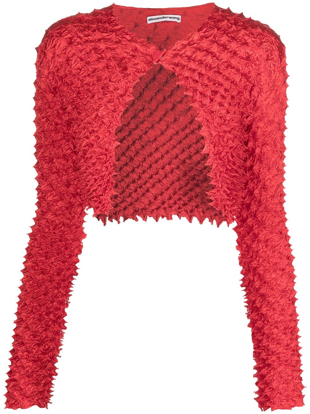 Alexander Wang Cropped Snap Front Shibori Cardigan In Red - 49