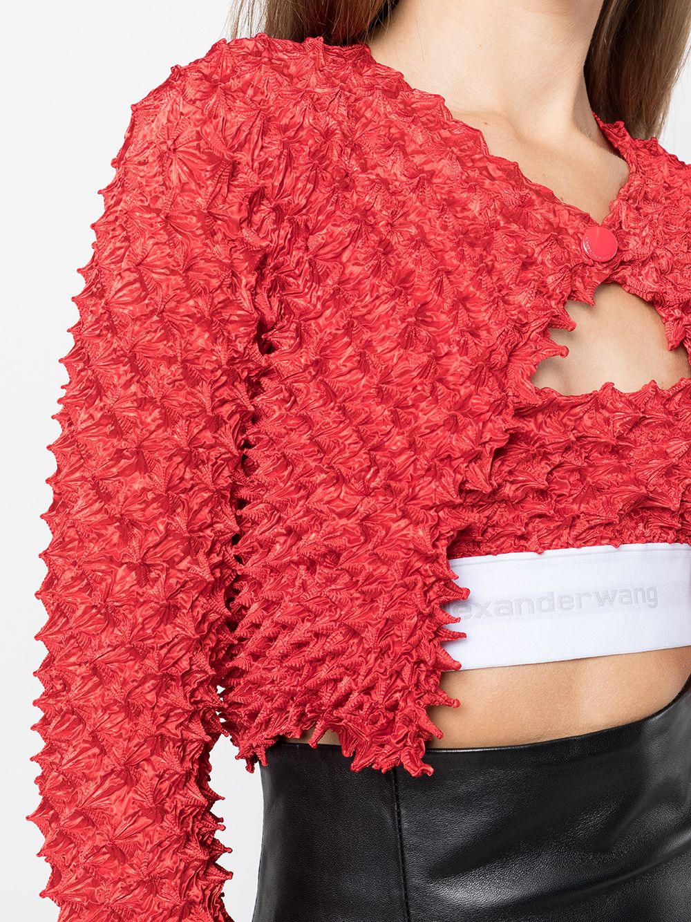 Alexander Wang Cropped Snap Front Shibori Cardigan In Red - 49