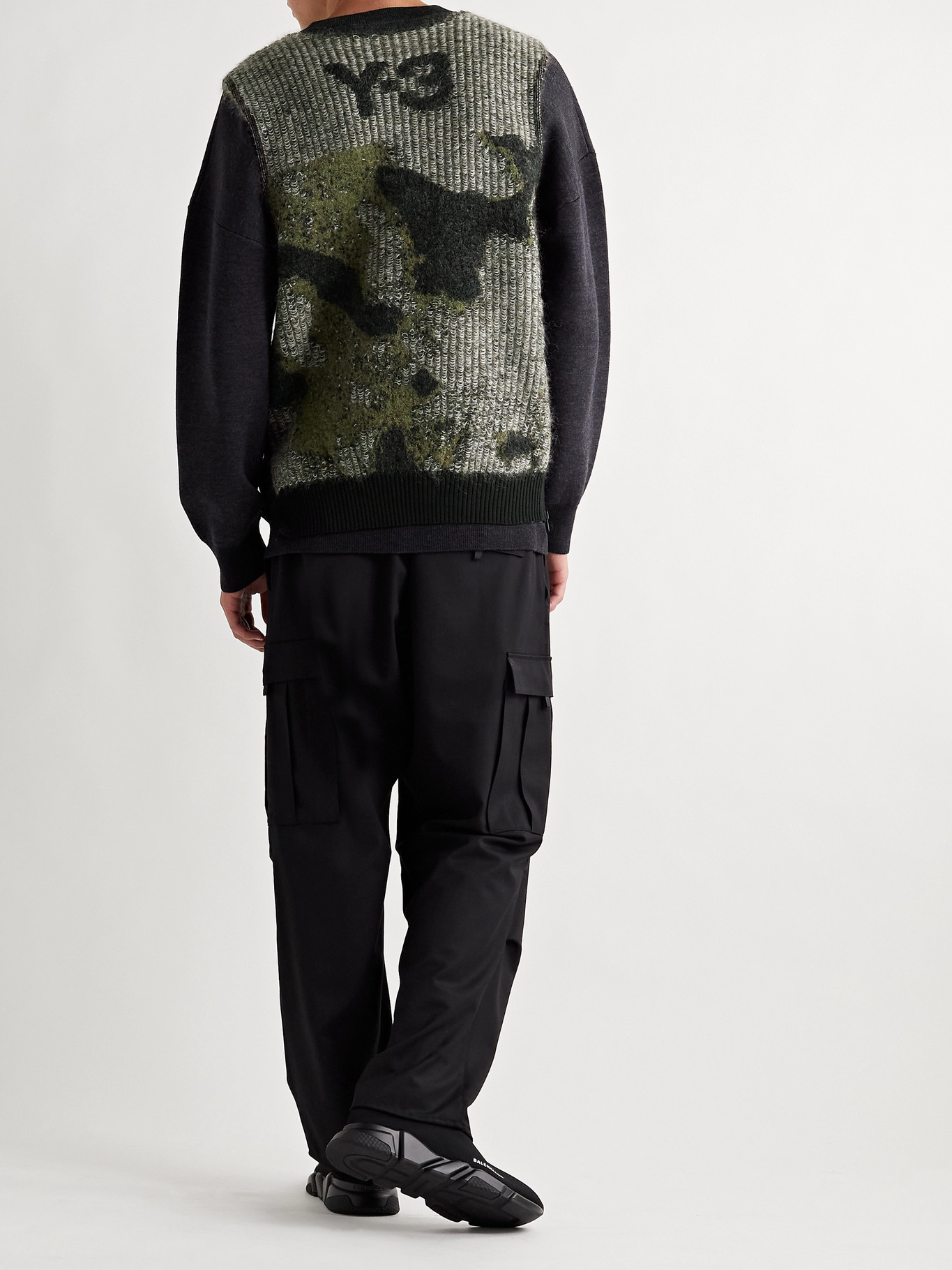 Y3 Camouflage Intarsia Textured-Knit Sweater Vest In Green - 40 