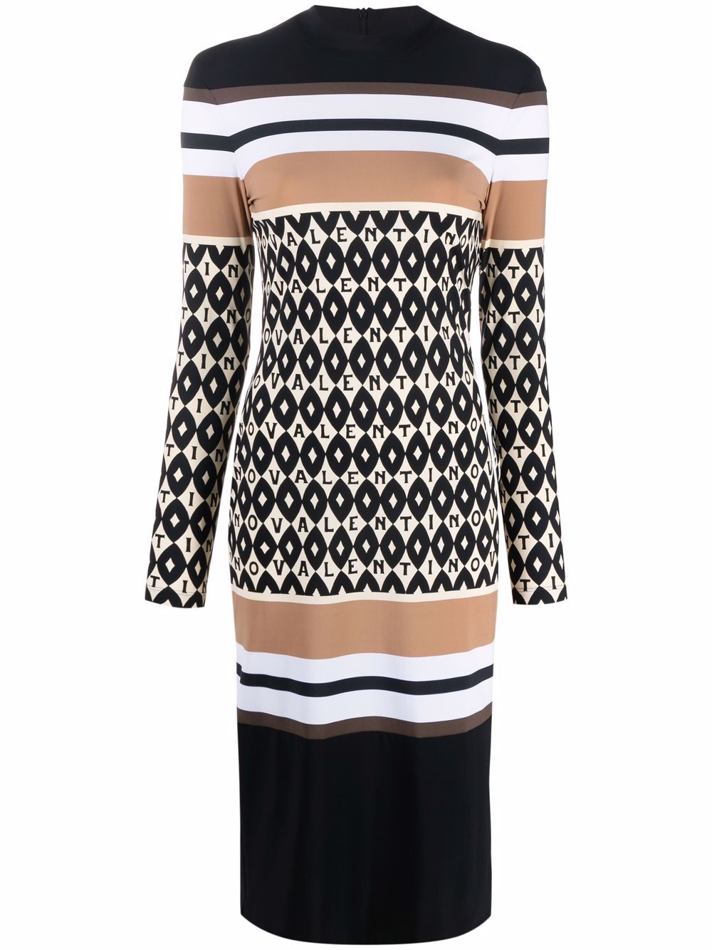 VALENTINO Logo-Pattern Striped Dress