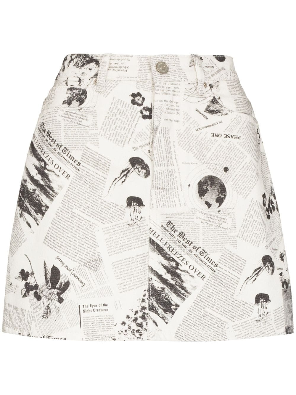 UND SPACE NEWSPAPER PRINT SKIRT　ホワイト　未使用 Ameri UND SPACE NEWSPAPER PRINT SKIRT