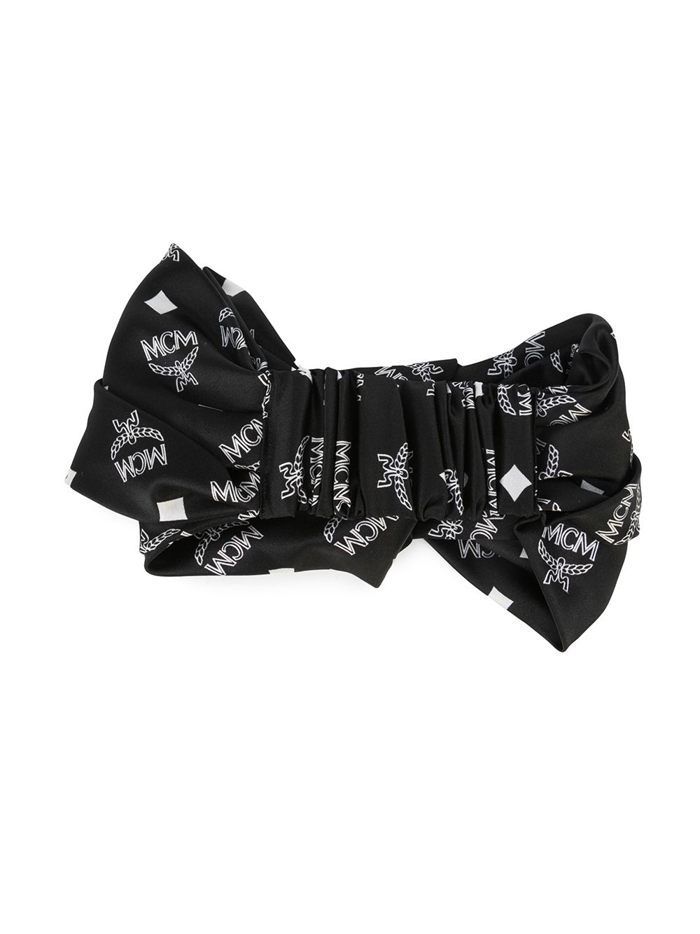 Mcm Monogram-Print Silk Satin Headband - Black | Editorialist display picture 1