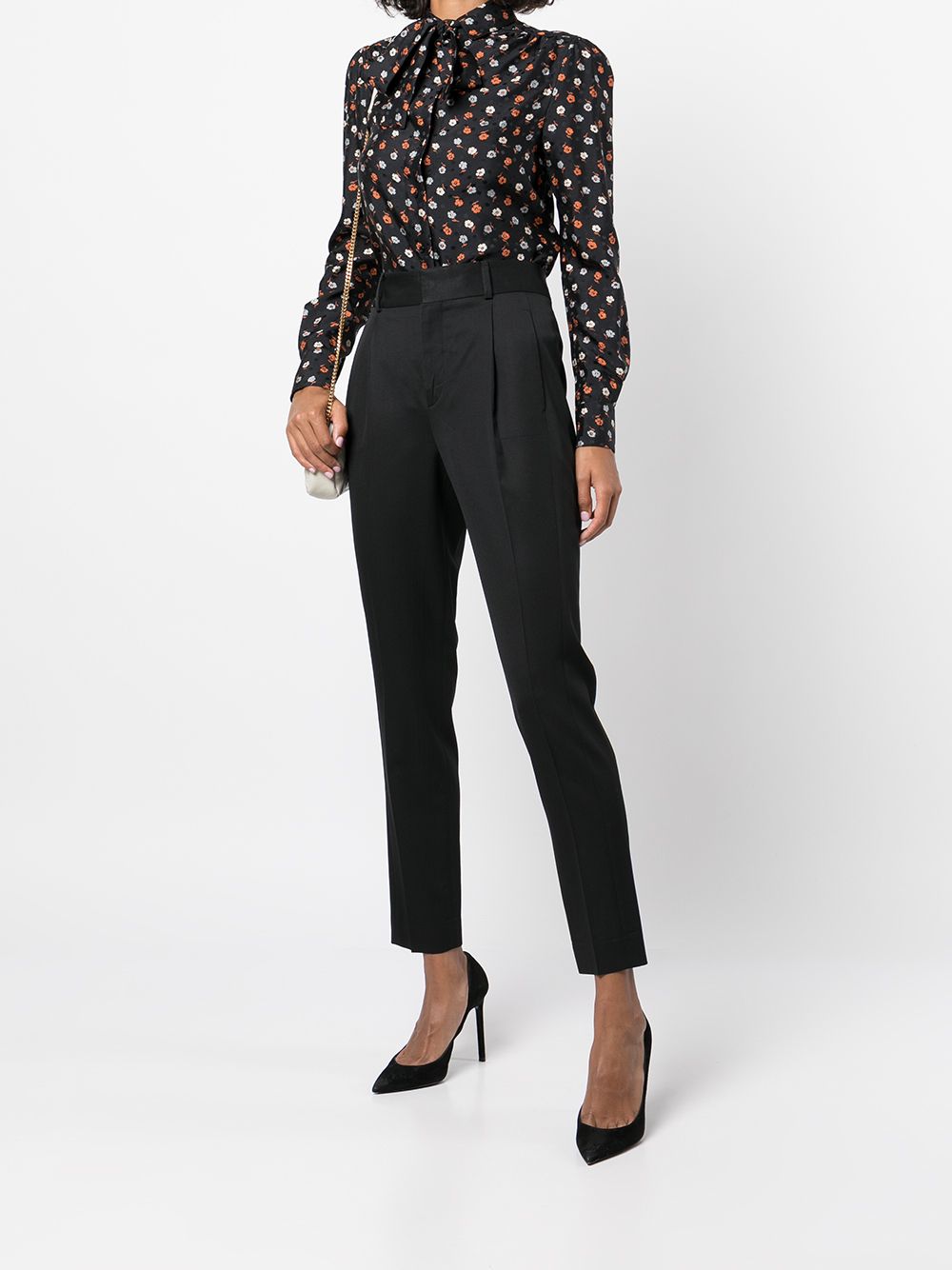 SAINT LAURENT Floral-Print Long-Sleeve Blouse