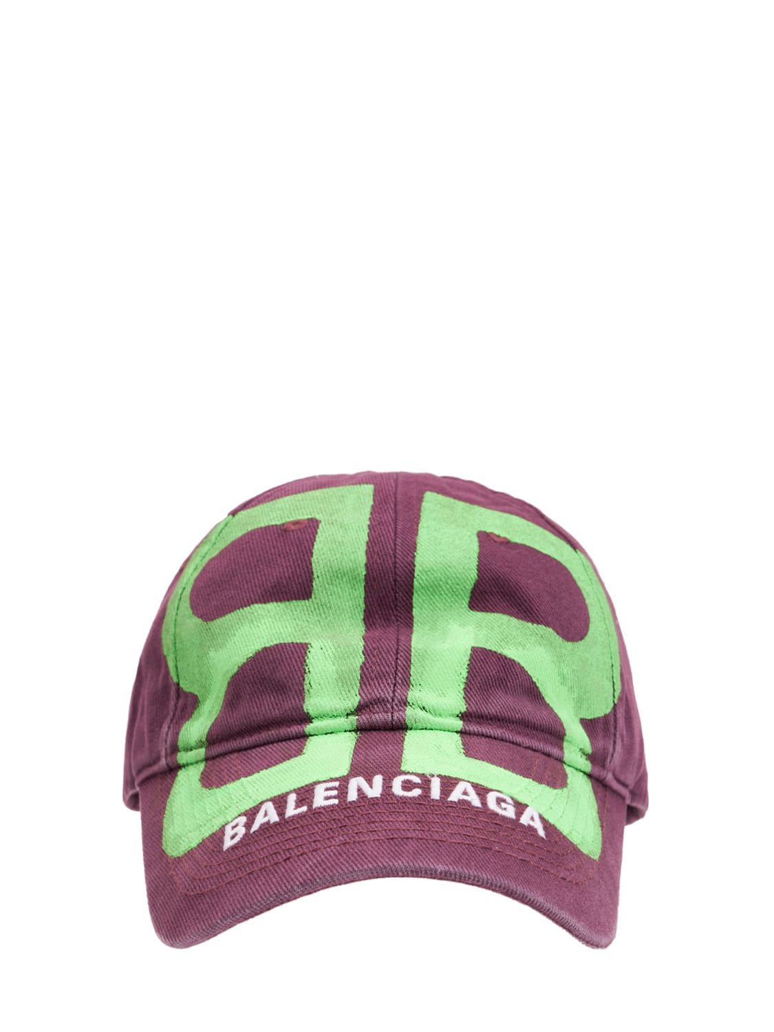 Buy Balenciaga Bb Sprayed Cotton Cap - Grape,fluo At 34% Off