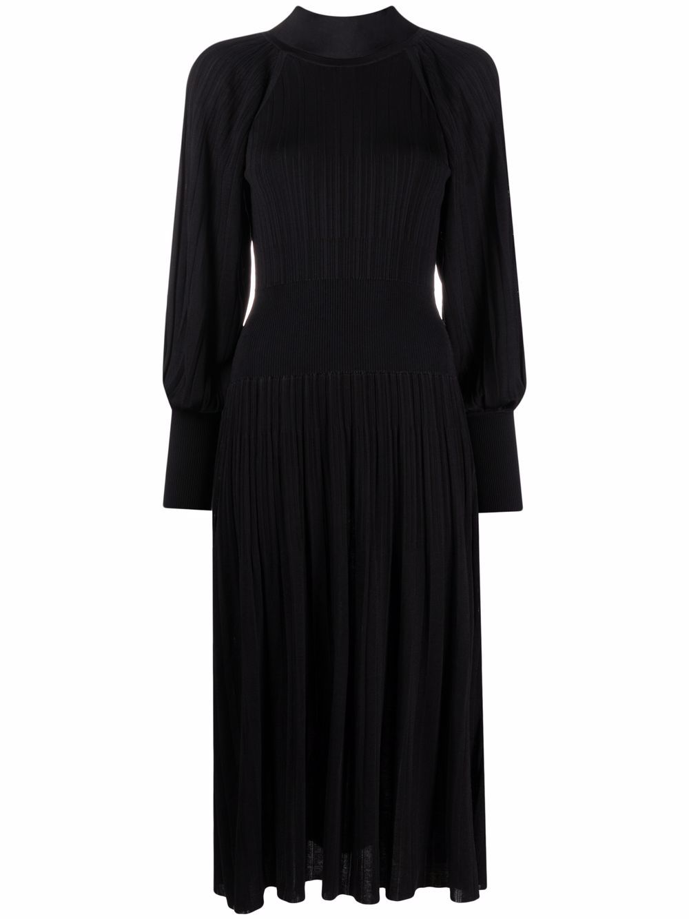 open lace back dress Dark Green Bell Sleeve Rib Sweater main image 1