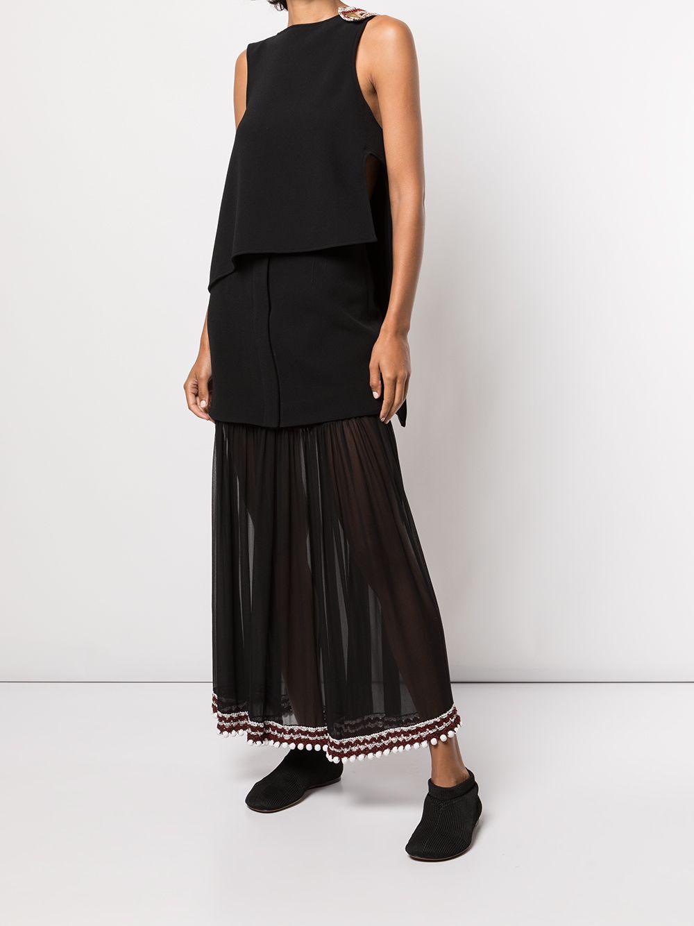 PROENZA SCHOULER Crochet-Trim Chiffon Panel Skirt