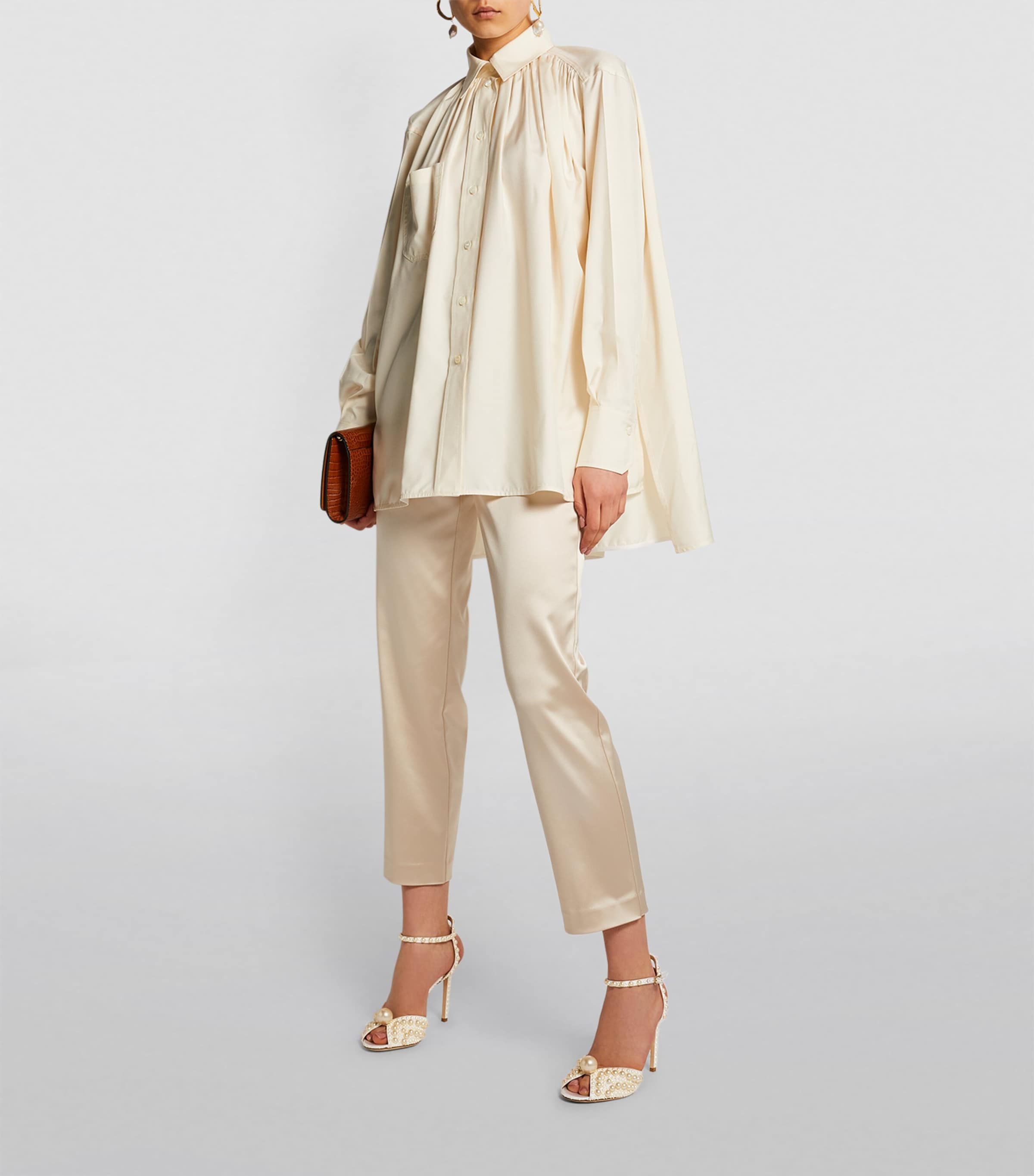 JIMMY CHOO Jimmy Choo Sacora 100 Satin Pearl Sandals