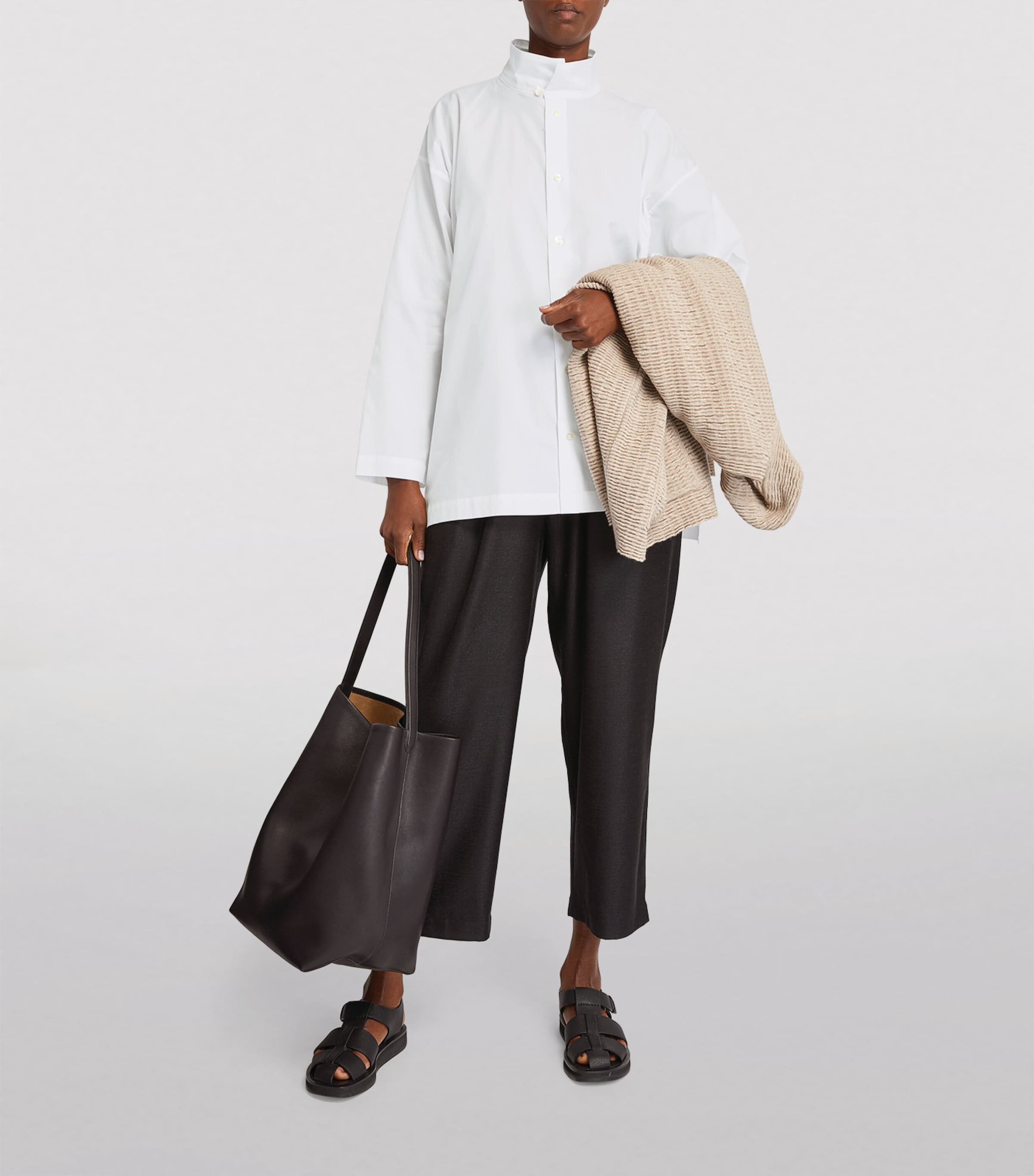 ESKANDAR Eskandar A-Line Stand-Collar Shirt