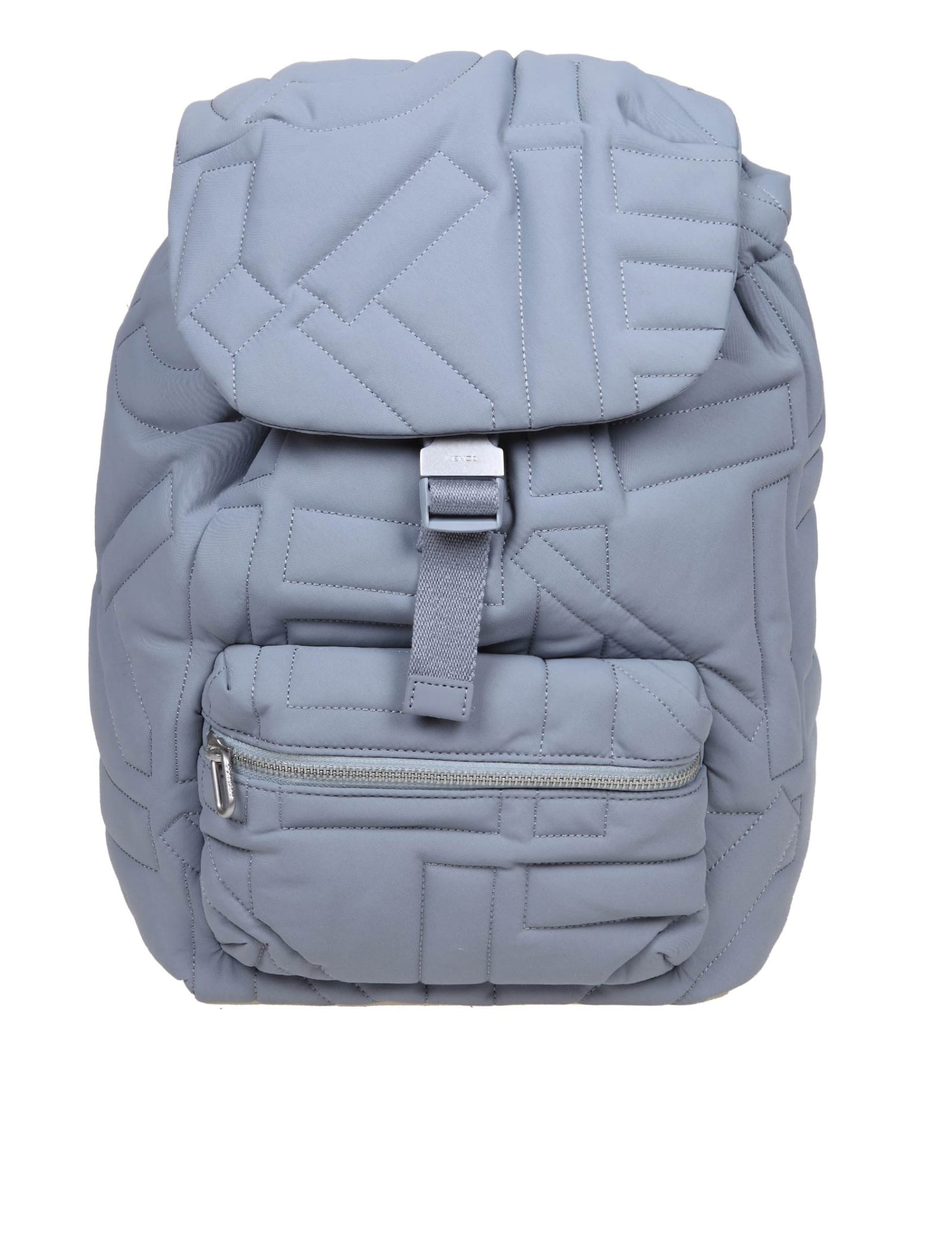 Kenzo Quilted Gray Backpack with Silver Buckle Kenzo Backpack Silver Bags Kenzo main image 4