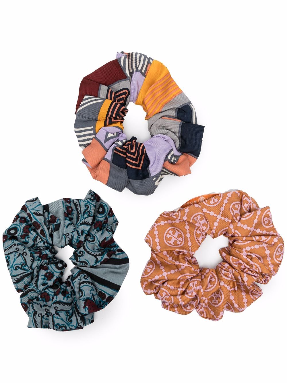 Tory Burch Silk Scrunchie Triple-Set - Orange | Editorialist