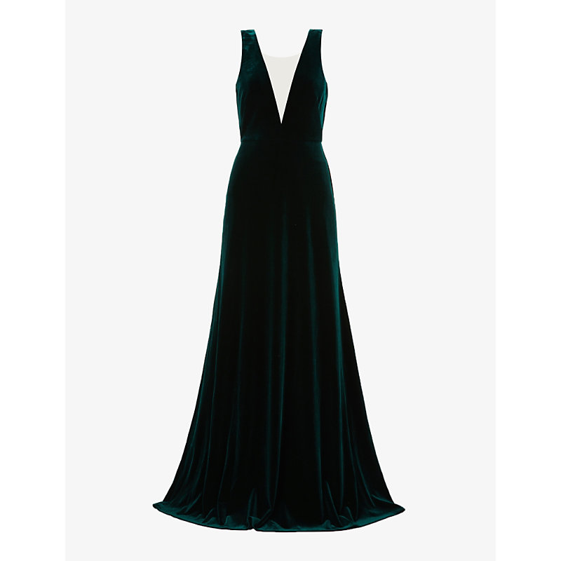 Jenny Yoo Logan V-Neck Velvet Gown - Emerald | Editorialist