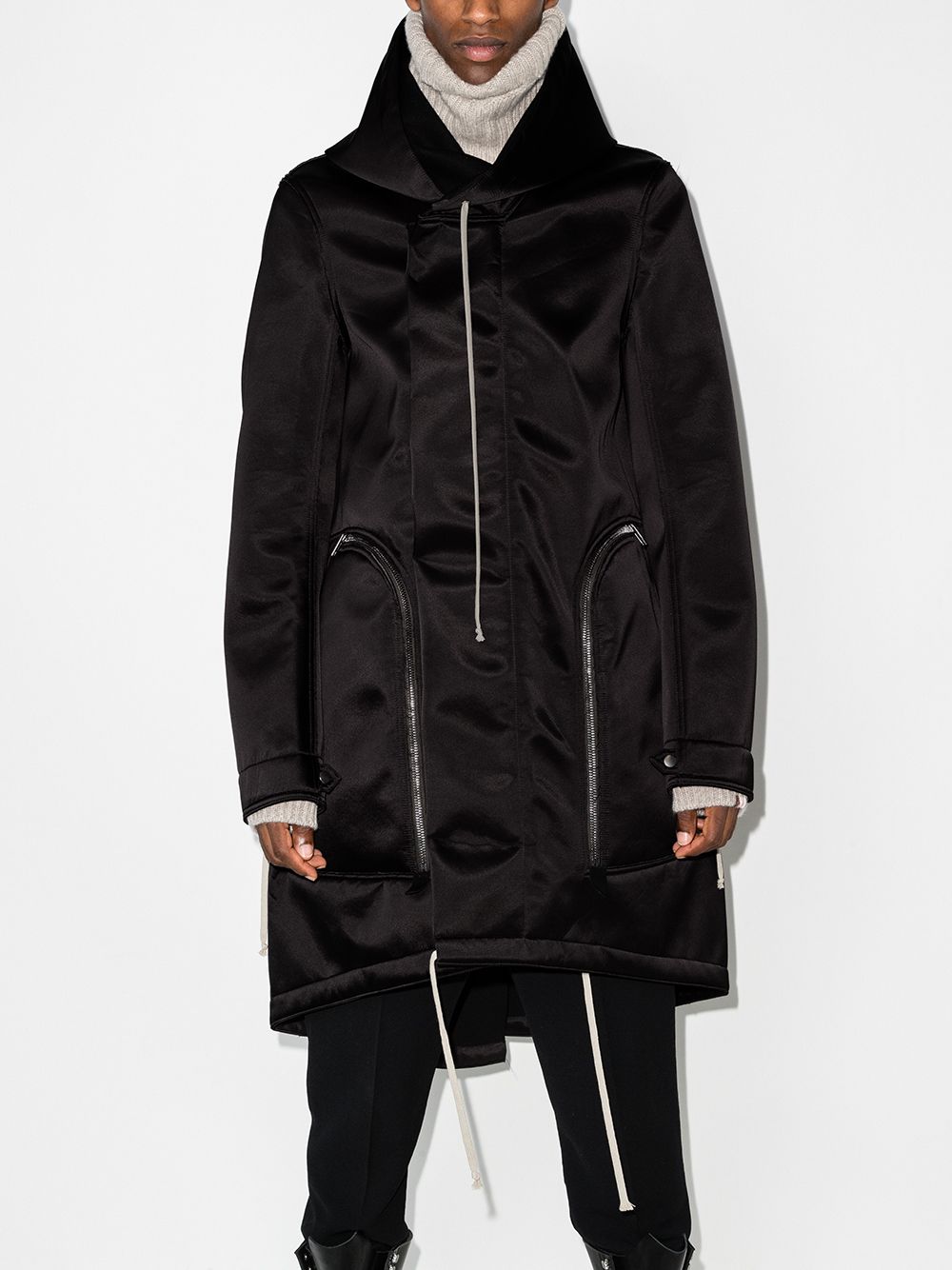 Buy Rick Owens Bauhaus Fishtail Oversized Coat - Black At 58% Off