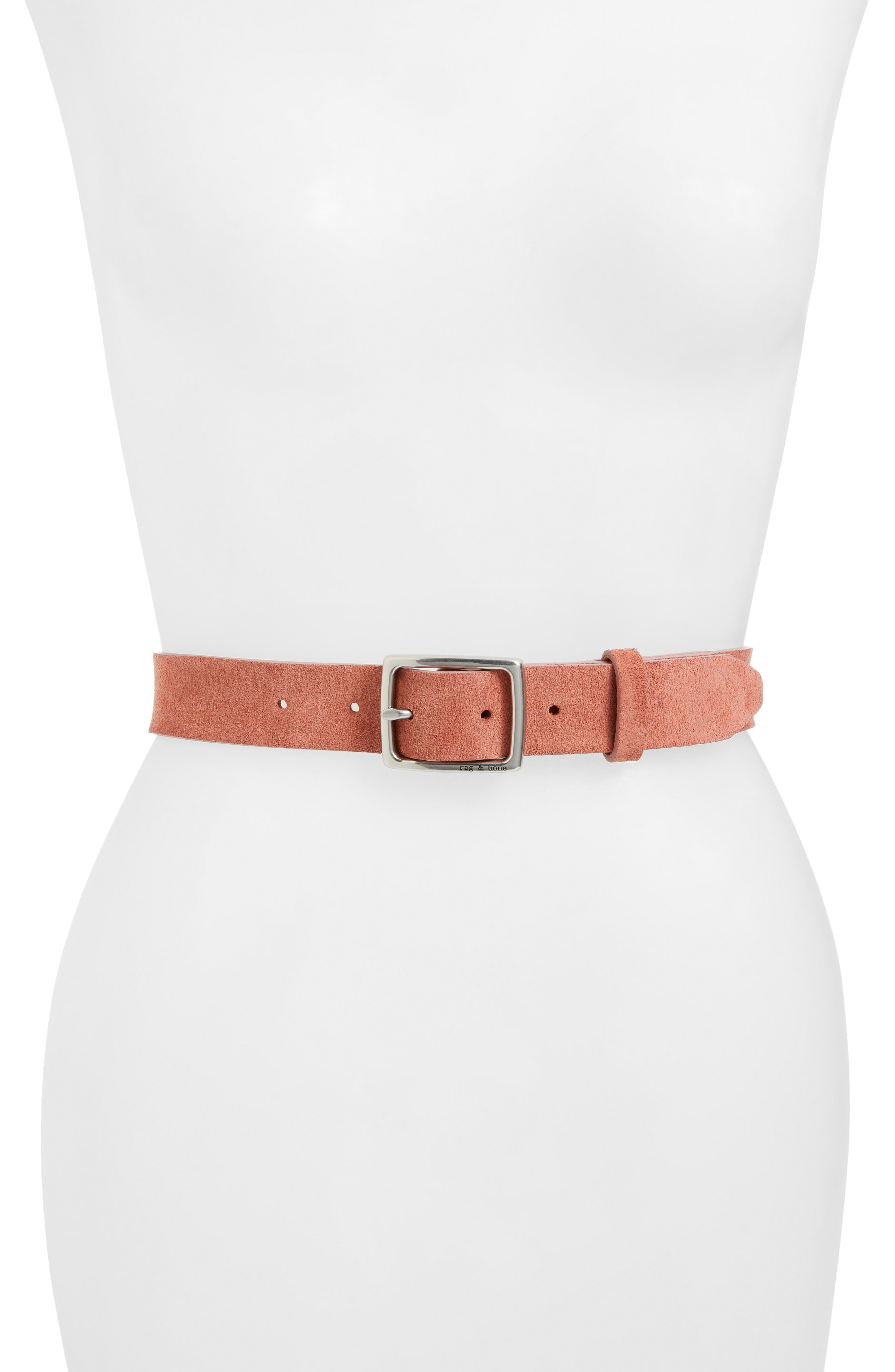 rag & bone X Boyfriend Belt in Camel Suede with Textured Silver-tone Buckle Sz M NWT $160 Rag & Bone Suede Boyfriend Belt, Nude, L main image 2