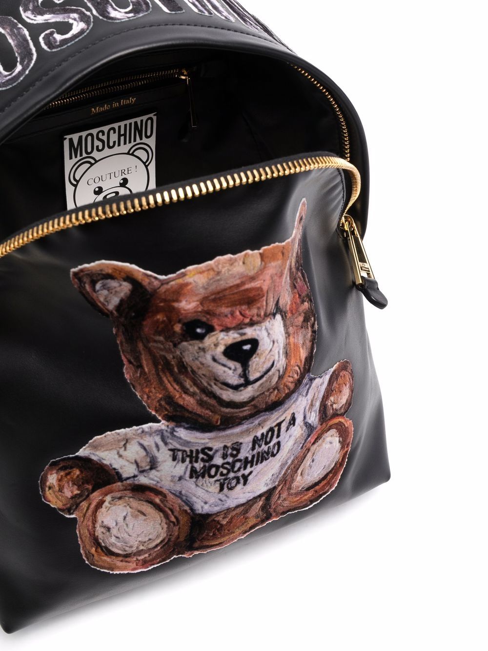 Moschino Teddy Bear Print Backpack In Black - 50% Off  display picture 1
