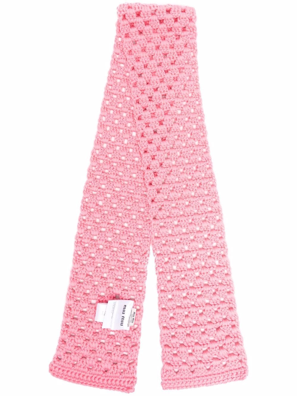 MIU MIU クロシェ編み マフラー ピンク Miu Miu Crochet-Knit Scarf - Pink | Editorialist