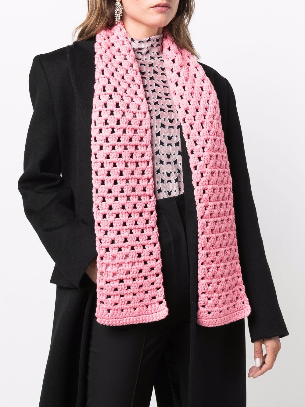 Miu Miu Crochet-Knit Scarf - Pink | Editorialist