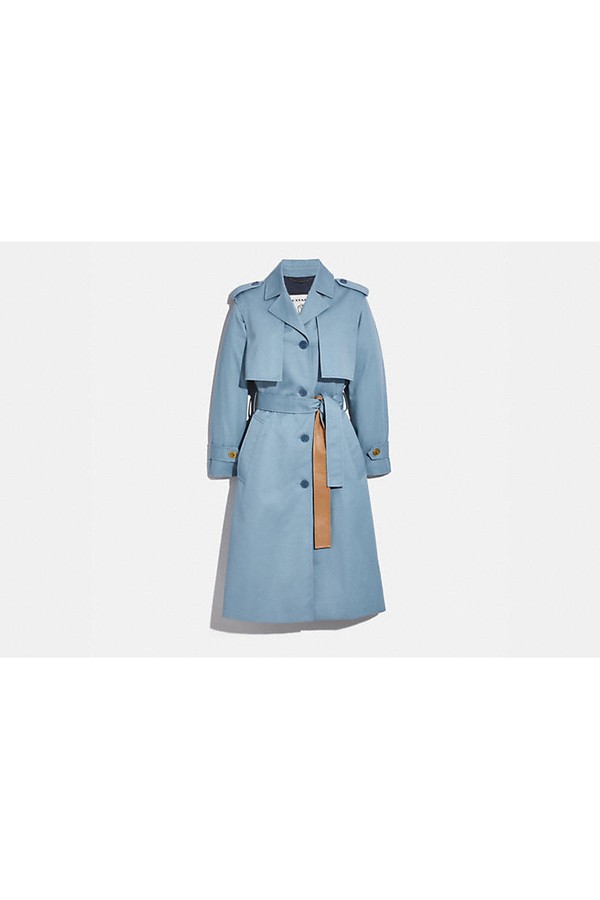 Coach Minimal Trench In Blue - 50% Off | Editorialist