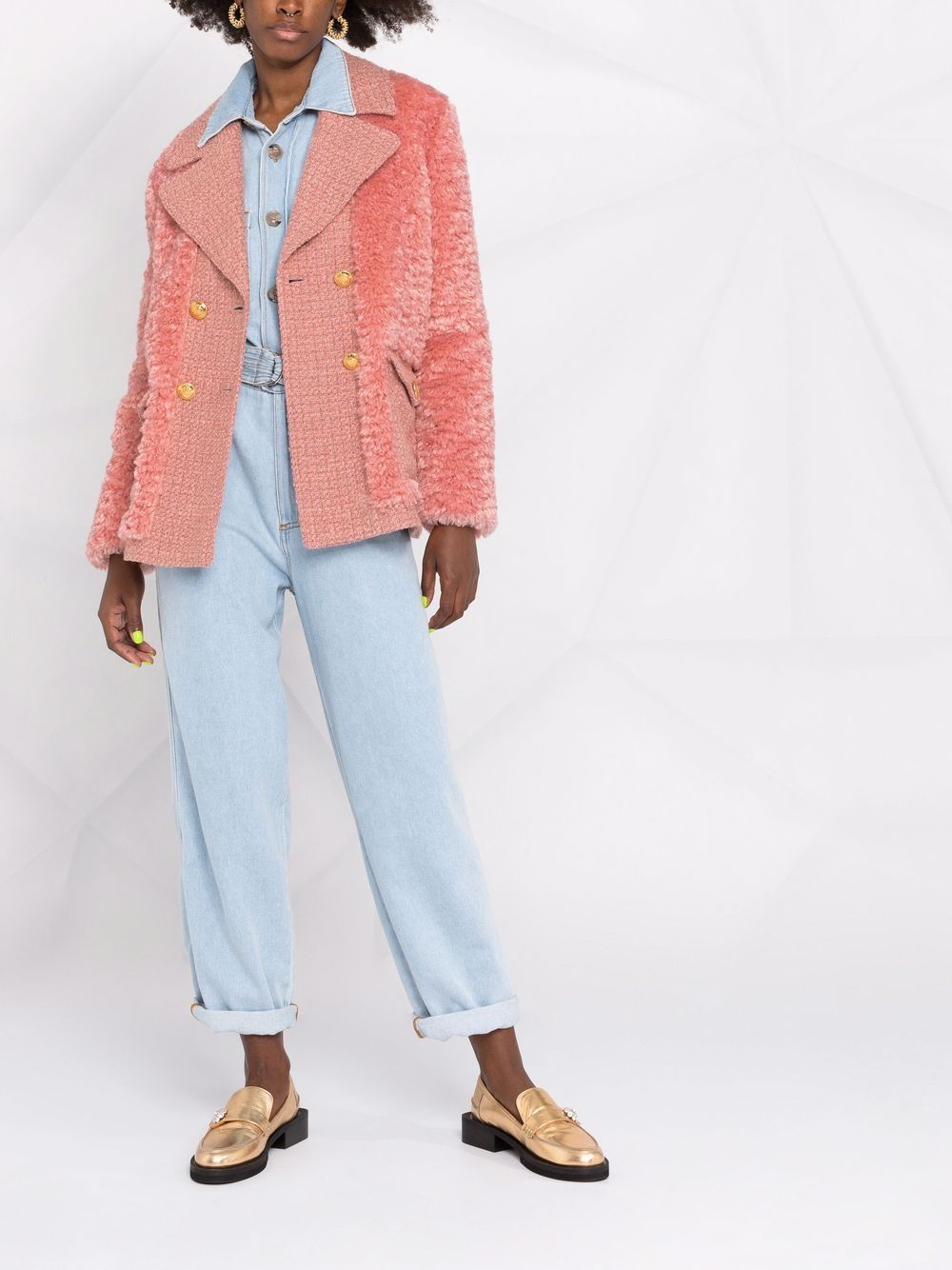 MOSCHINO Textured Double-Breasted Blazer