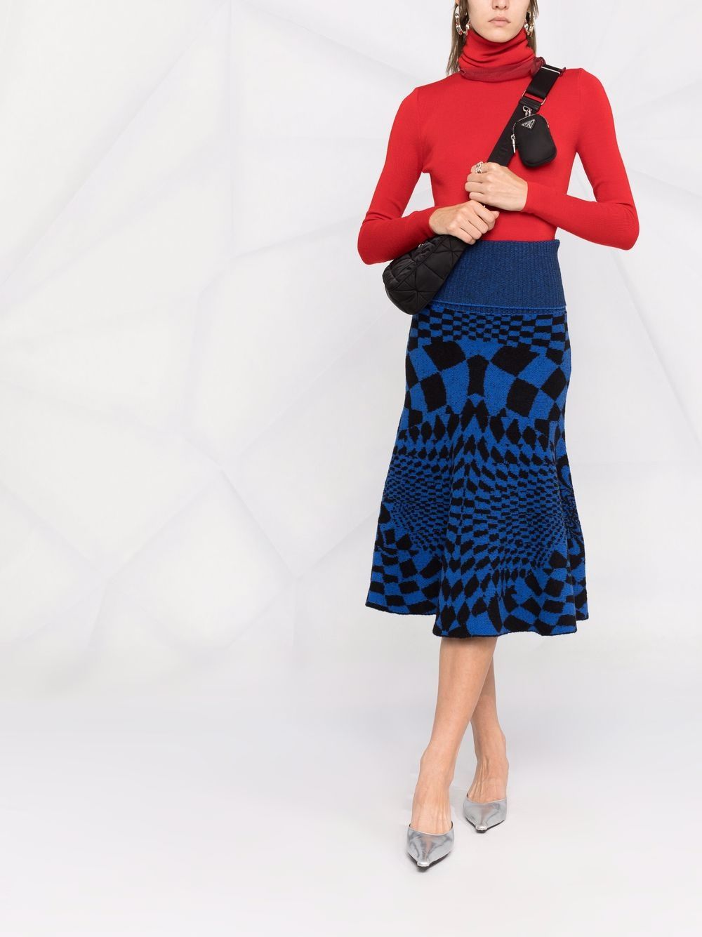 STELLA MCCARTNEY Stella McCartney Geometric Knit Flared Midi Skirt